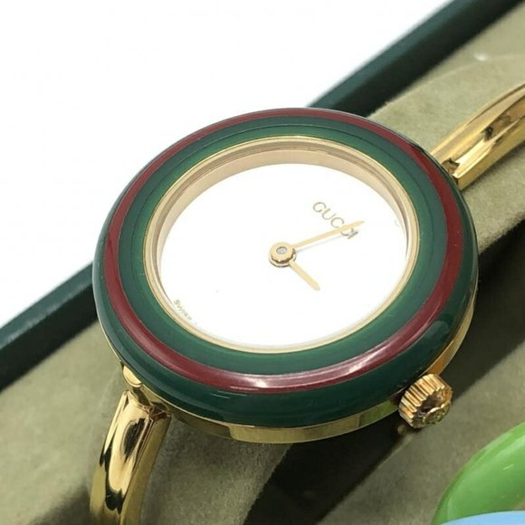 Gucci | Accessories | Gucci Gucci 1122 Change Bezel Watch Gold 12 ...